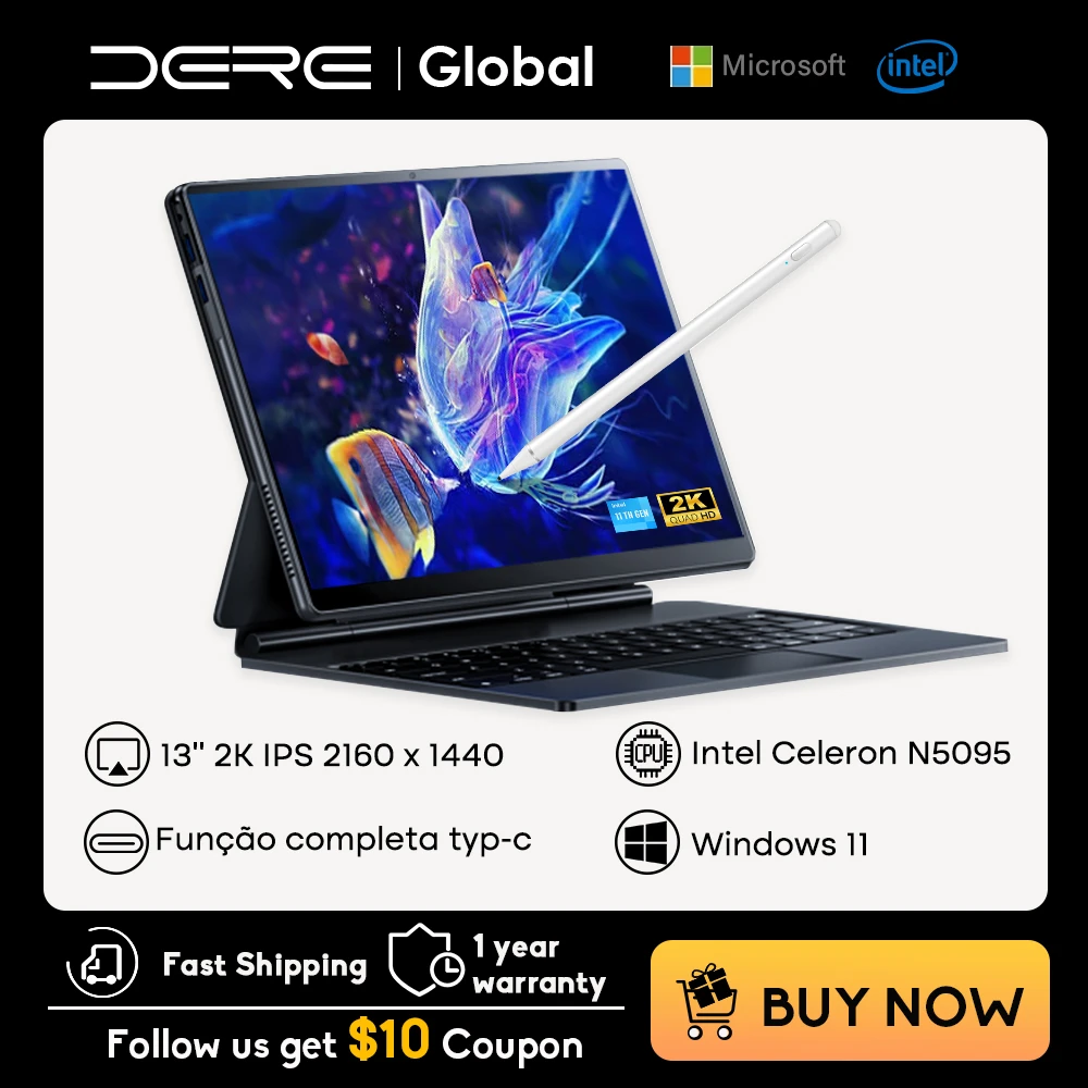 Tere T30 Pro Tablet Portátil 13 Polegada 2k Ips 2 Em 1 Intel Celeron ...