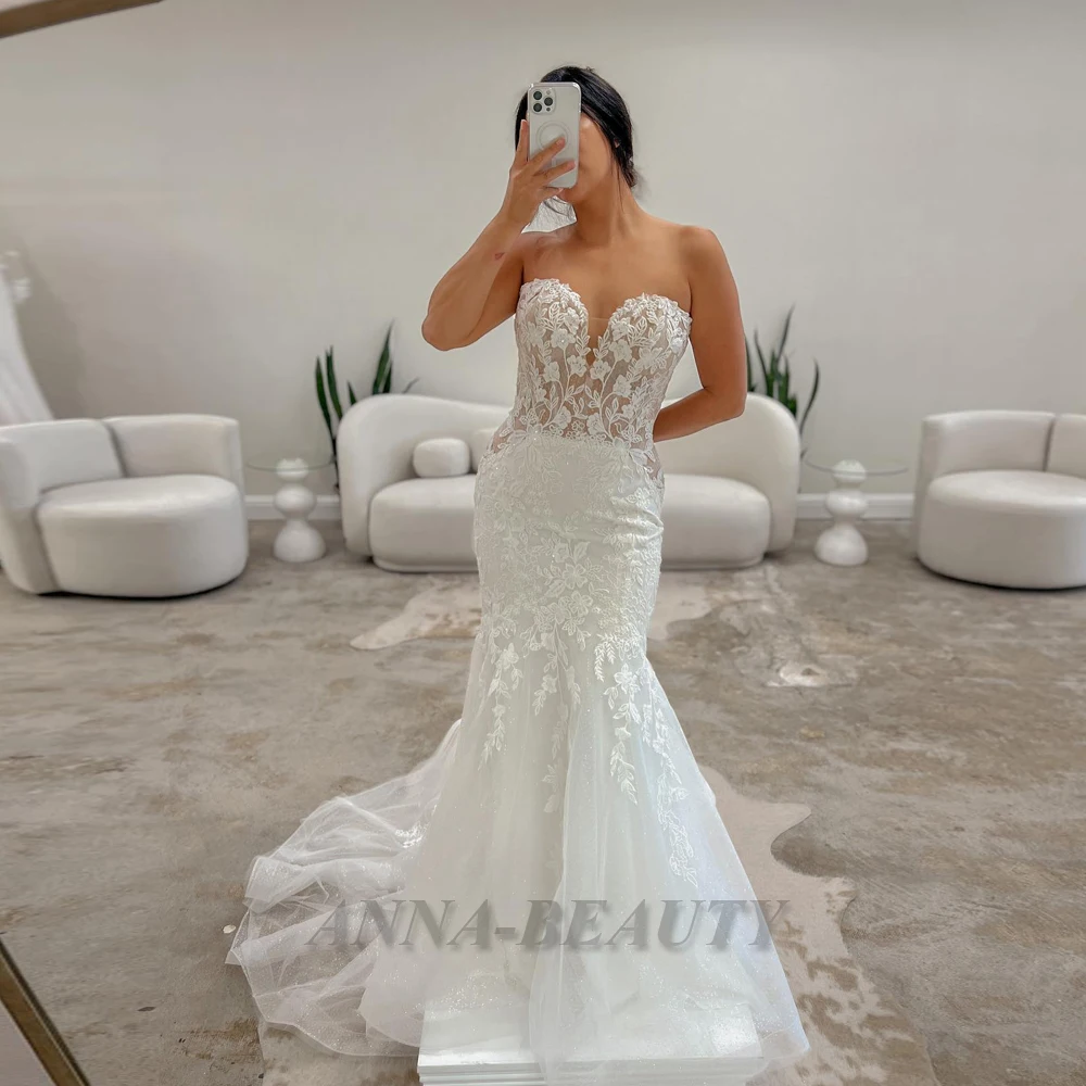 Anna Elegant Strapless Wedding Dresses for Mariages Tulle Mermaid ...