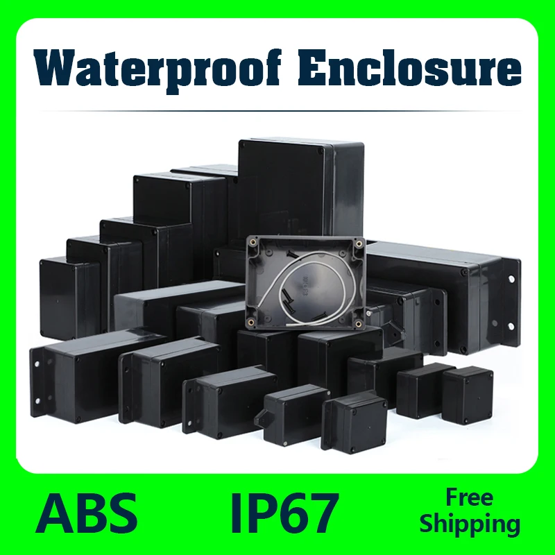 ABS Waterproof Box Housing Electronic Safe Case Plastic Boxes Black ...