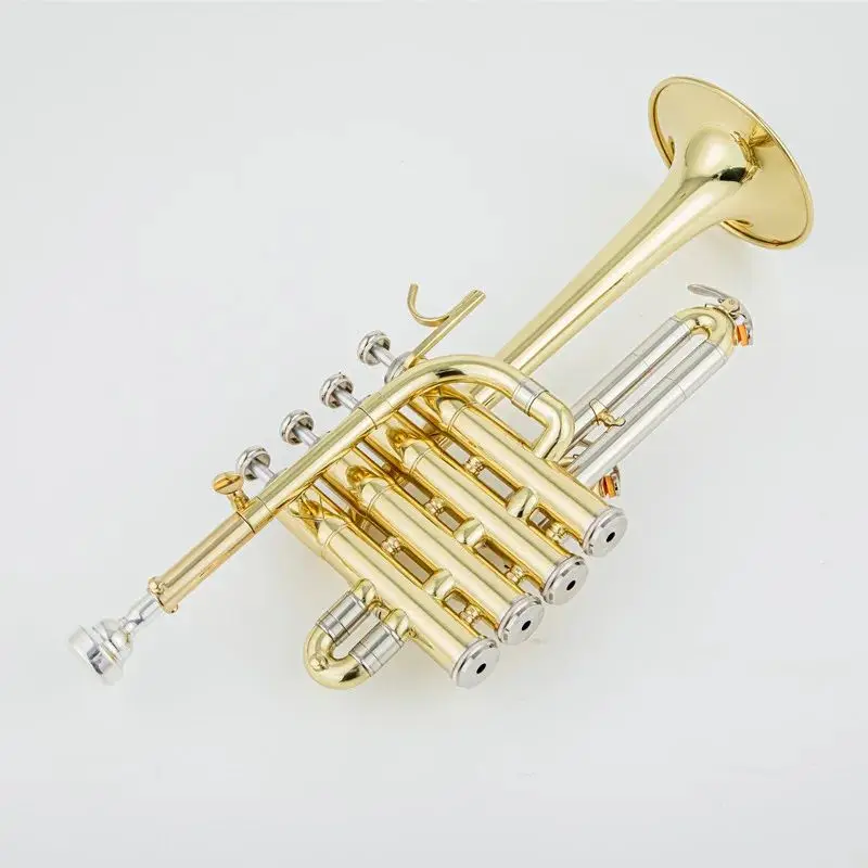 Professional-High-trumpet-Bb-Piccolo-Trumpet-Brass-Gold-Silver-Lacquer ...