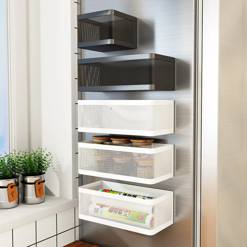 Magnetic-Refrigerator-Side-Storage-Rack-Iron-Space-Saving-Side-Hanging ...