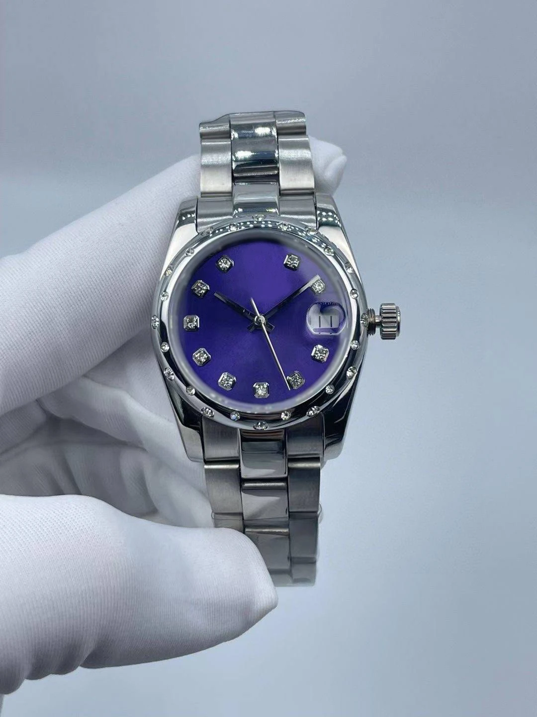 New-purple-diamond-face-women-s-watch-31mm-automatic-calendar ...