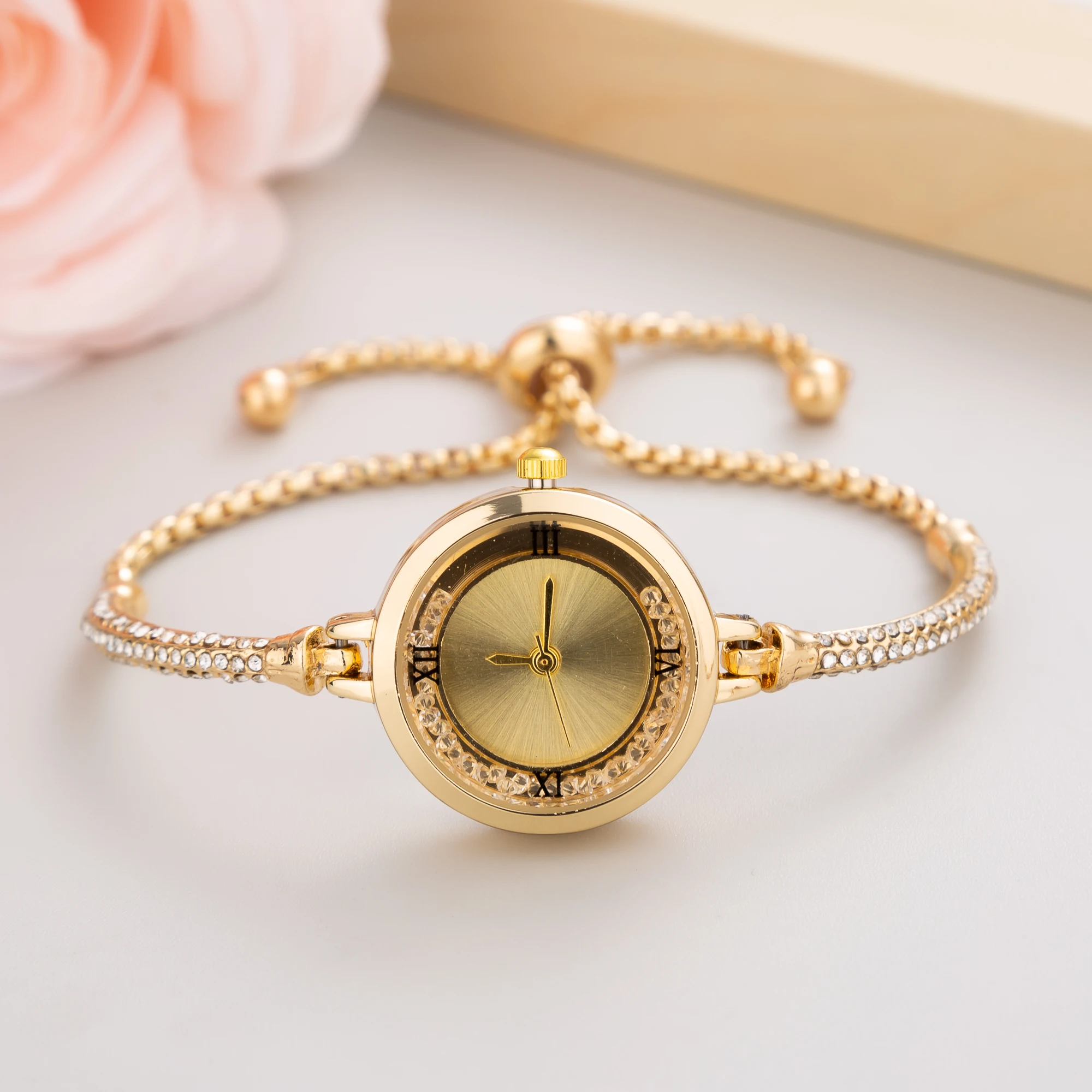 Reloj de pulsera de acero para mujer, pulsera de cuarzo de lujo, esfera ...