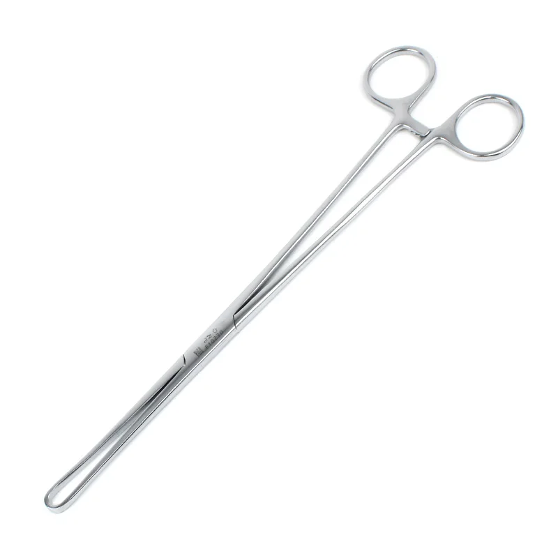 Cervical forceps 2 × 3 teeth straight elbow 25cm medical stainless ...