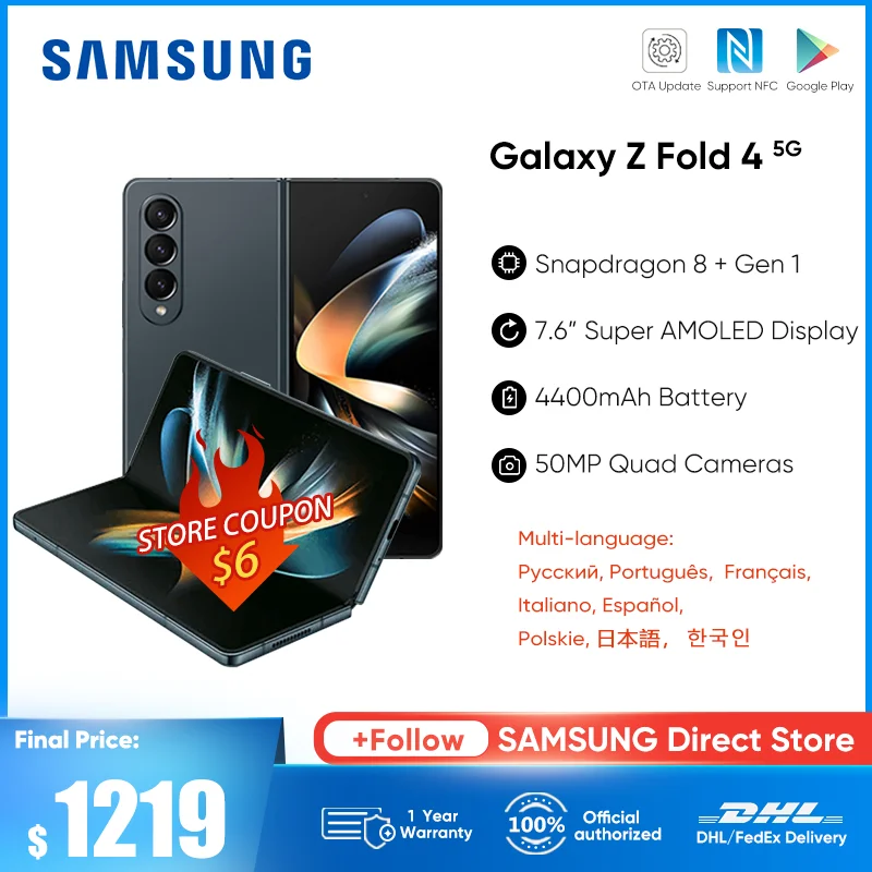 New Samsung Galaxy Z Fold 4 Smartphone 7.6" Super Amoled 120hz Display ...