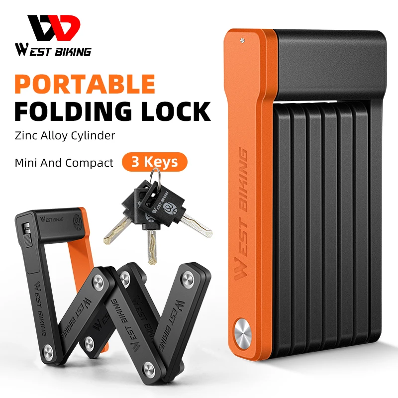 WEST-BIKING-Bicycle-Folding-Lock-Security-Anti-theft-Cycling-Lock-MTB ...