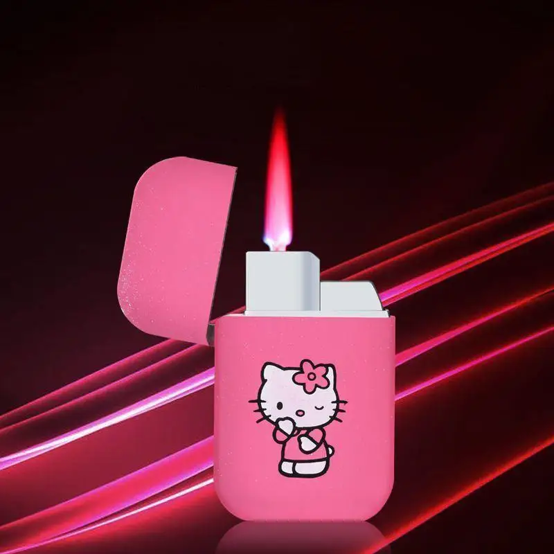 1pcs Hello Kitty Lighter Creative Pink Lighter Windproof Red Flame ...