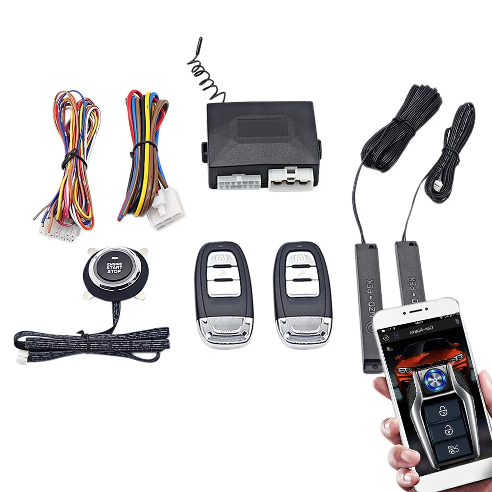 Car-Alarm-One-Key-Start-Button-Start-Engine-Phone-Remote-Control ...