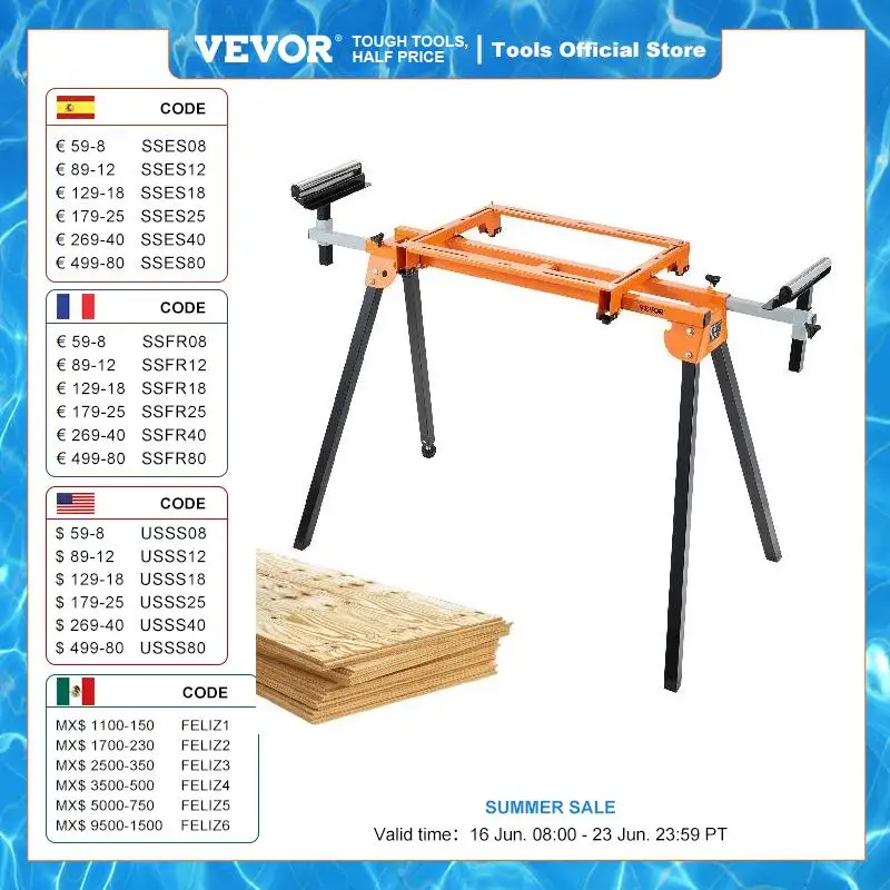 VEVOR-79in-Miter-Saw-Stand-with-One-piece-Mounting-Brackets-Clamps ...