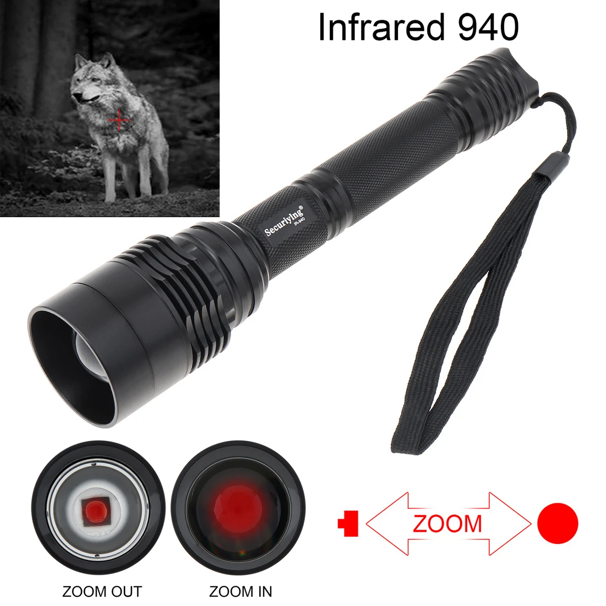 10W IR 940nm T50 Infrared Flashlight C11 Long Range Zoomable Hunting ...