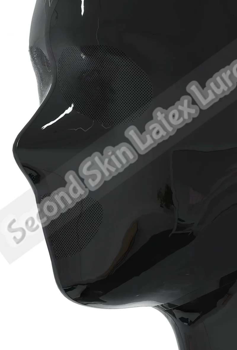 Handmade Black /Red Latex Mask Rubber Fetish Hood microperforated Hole ...