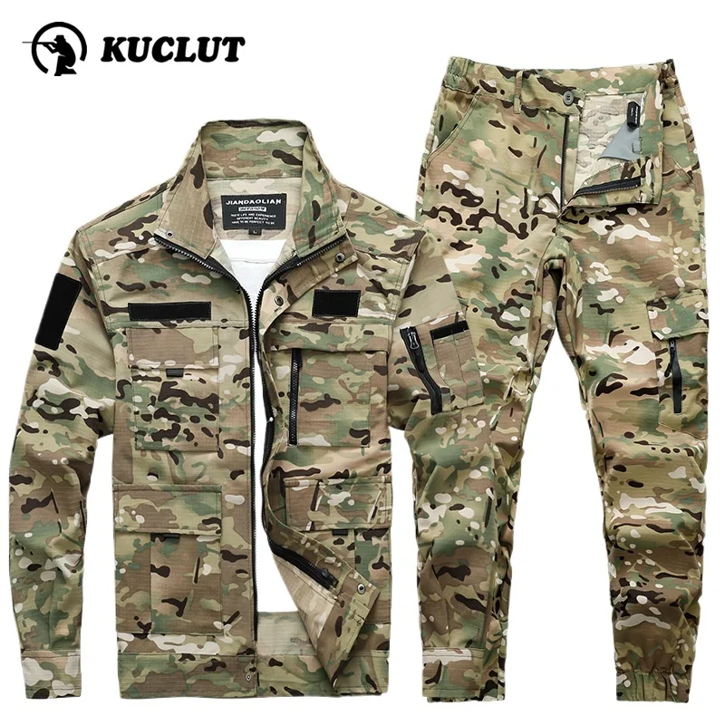 Spring Autumn Camouflage Clothing Set Wear Resistant Multi Pocket ...