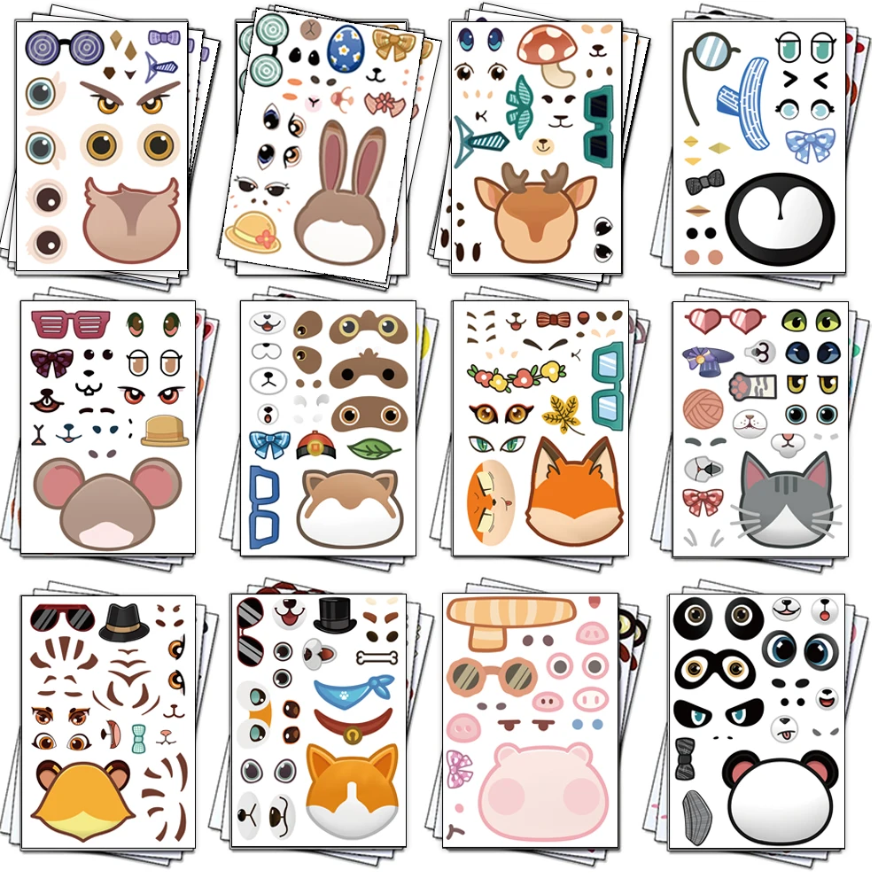 Juego de pegatinas de rompecabezas DIY para niños, 30 hojas, 15 ...