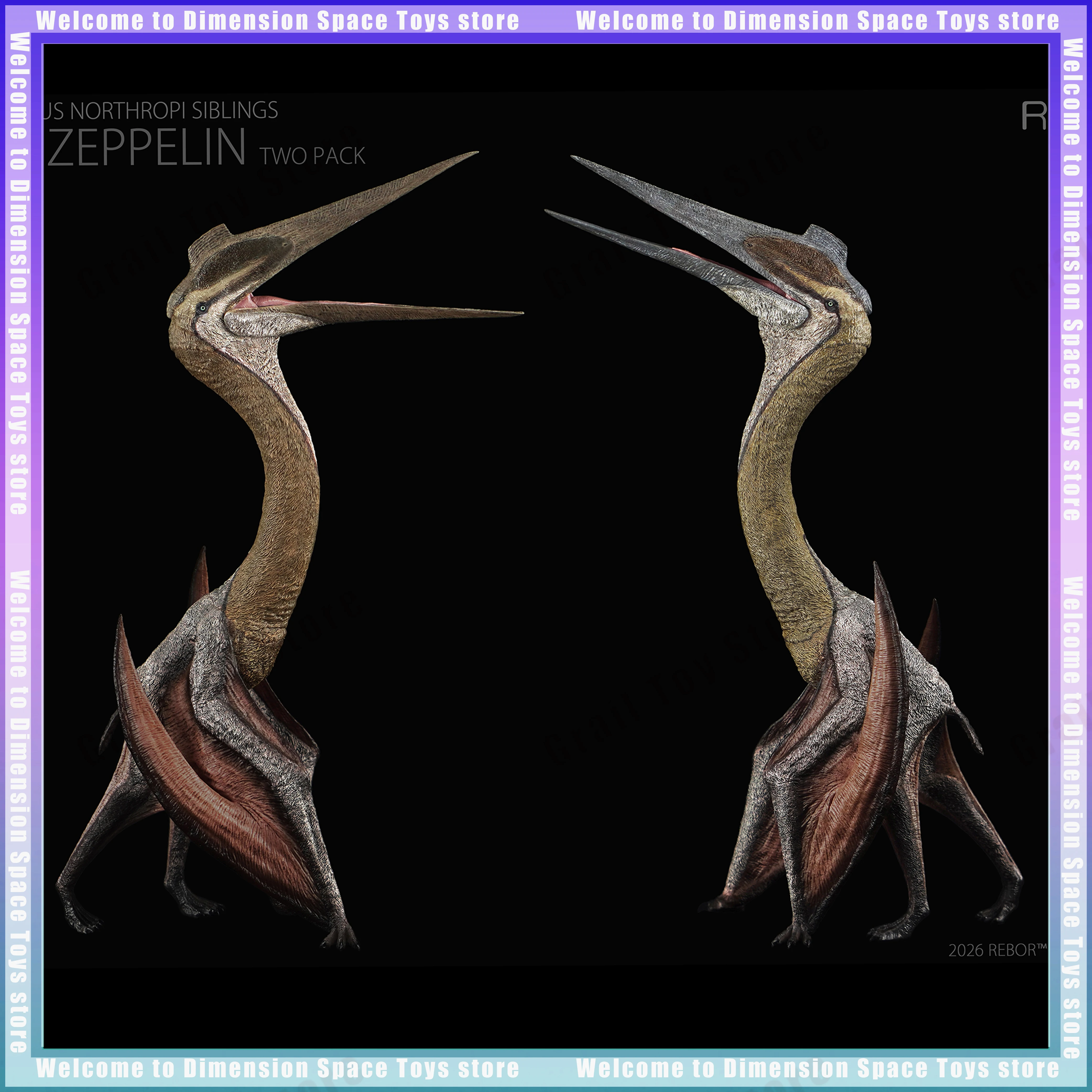 REBOR 1:35 Quetzalcoatlus Northropi Siblings Couple Class Replica Two ...