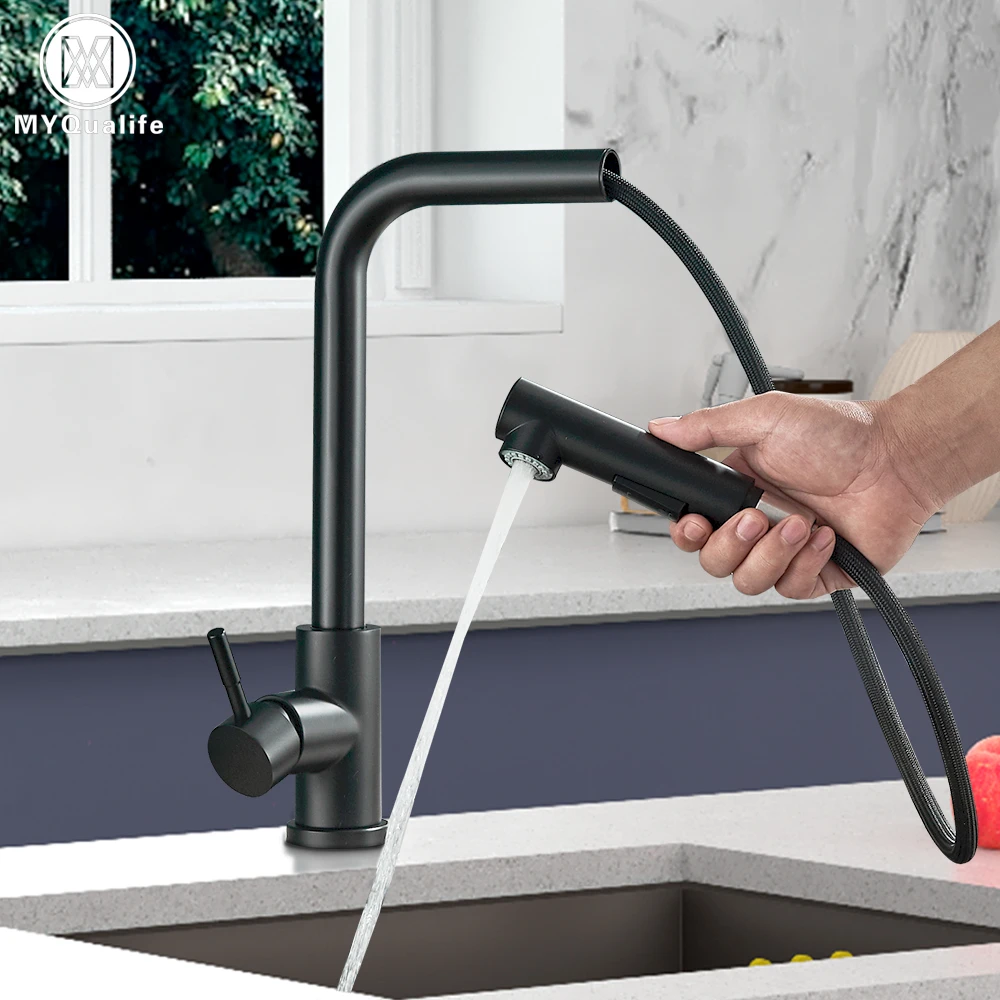 Free Shipping Black Pull Out Kitchen Sink Faucet Two Model Stream ...