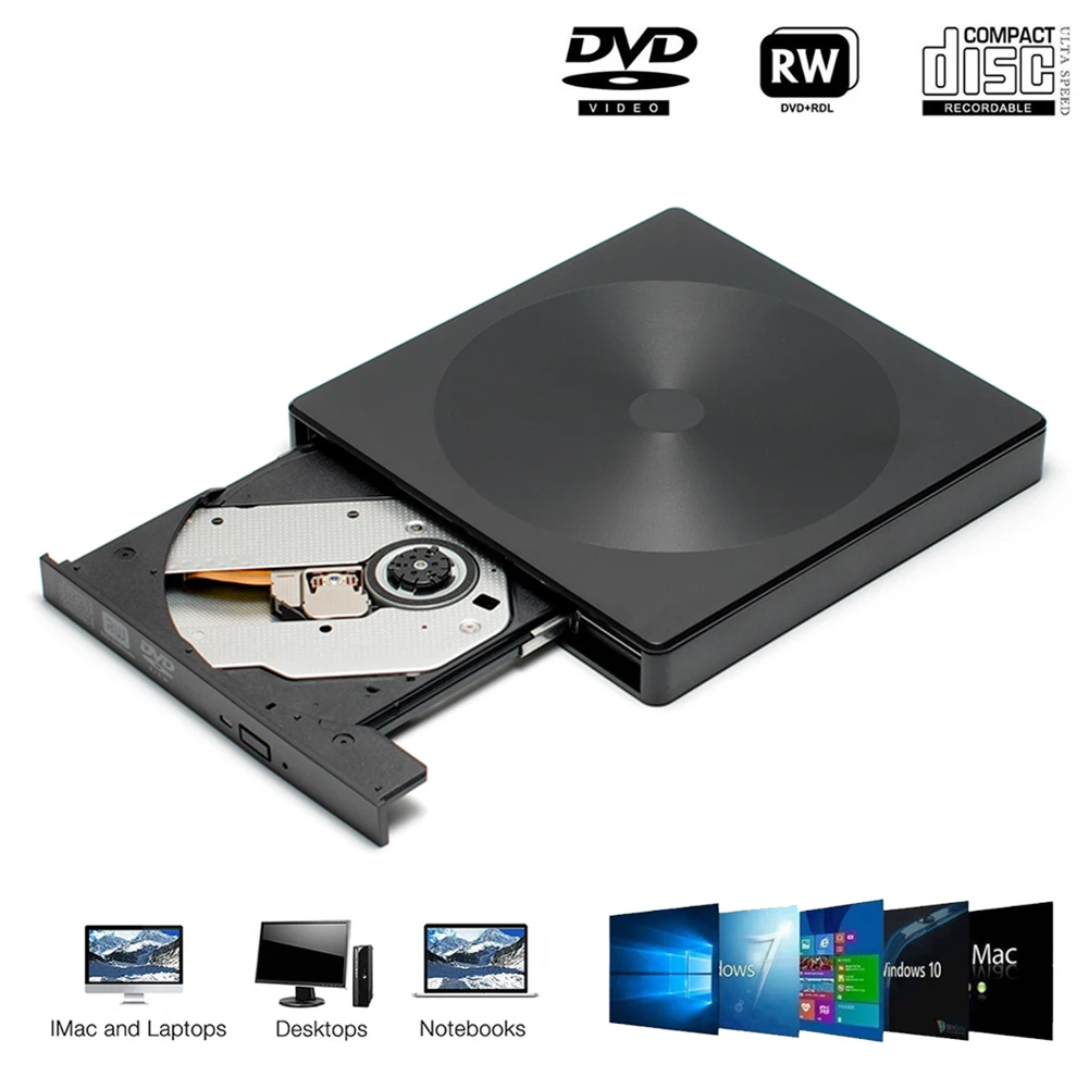 12.7mm Type C/USB 3.0 External DVD Drive CD Player Drive Burner Reader ...
