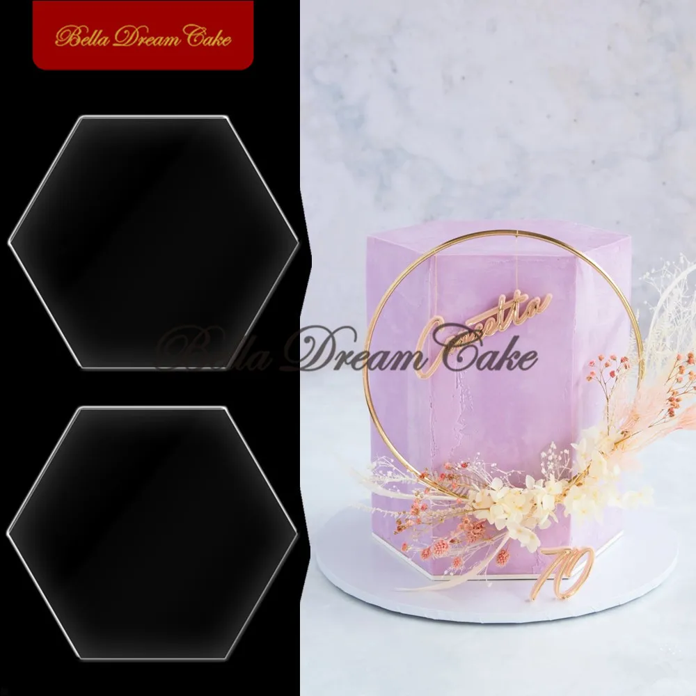 2pcs-set-Hexagonal-Shape-Clear-Acrylic-Cake-Board-DIY-Buttercream ...