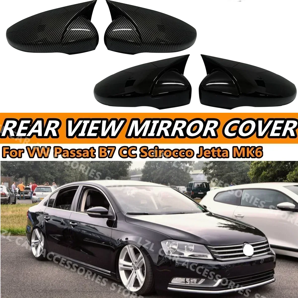 2X Side Wing Mirror Cover Caps For VW JETTA MK6 Volkswagen Passat B7 ...
