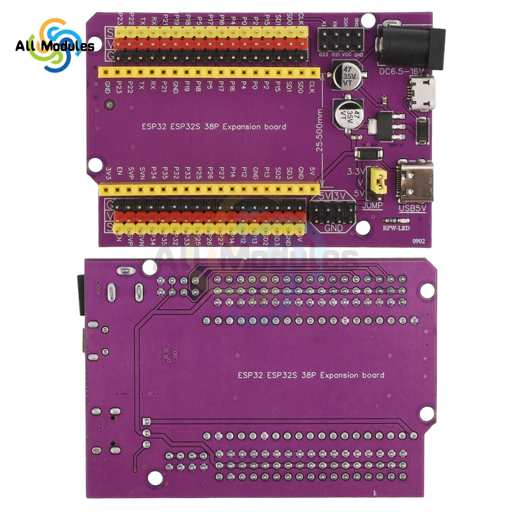 Esp32 Esp32s 38pin Purple Expansion Board Equipped With Cp2102 Esp32