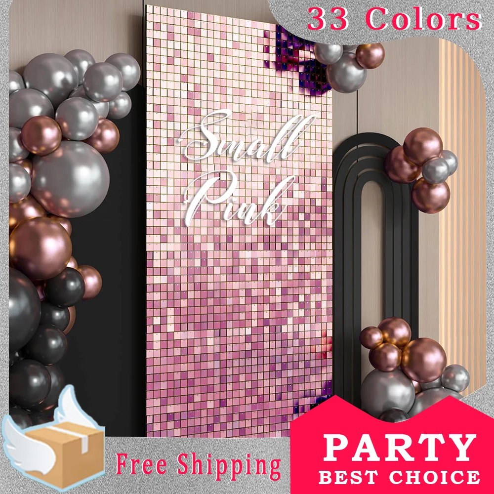 SmallPink-Shimmer-Wall-Backdrop-6-18Pcs-Iridescent-Square-Sequin-Shimer ...