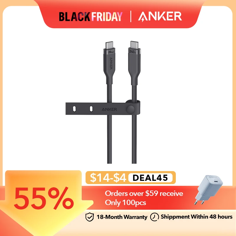 Anker-USB4-Gen-2-Cable-20-Gbps-Data-Transfer-4K-HD-Display-3-ft-Bio ...