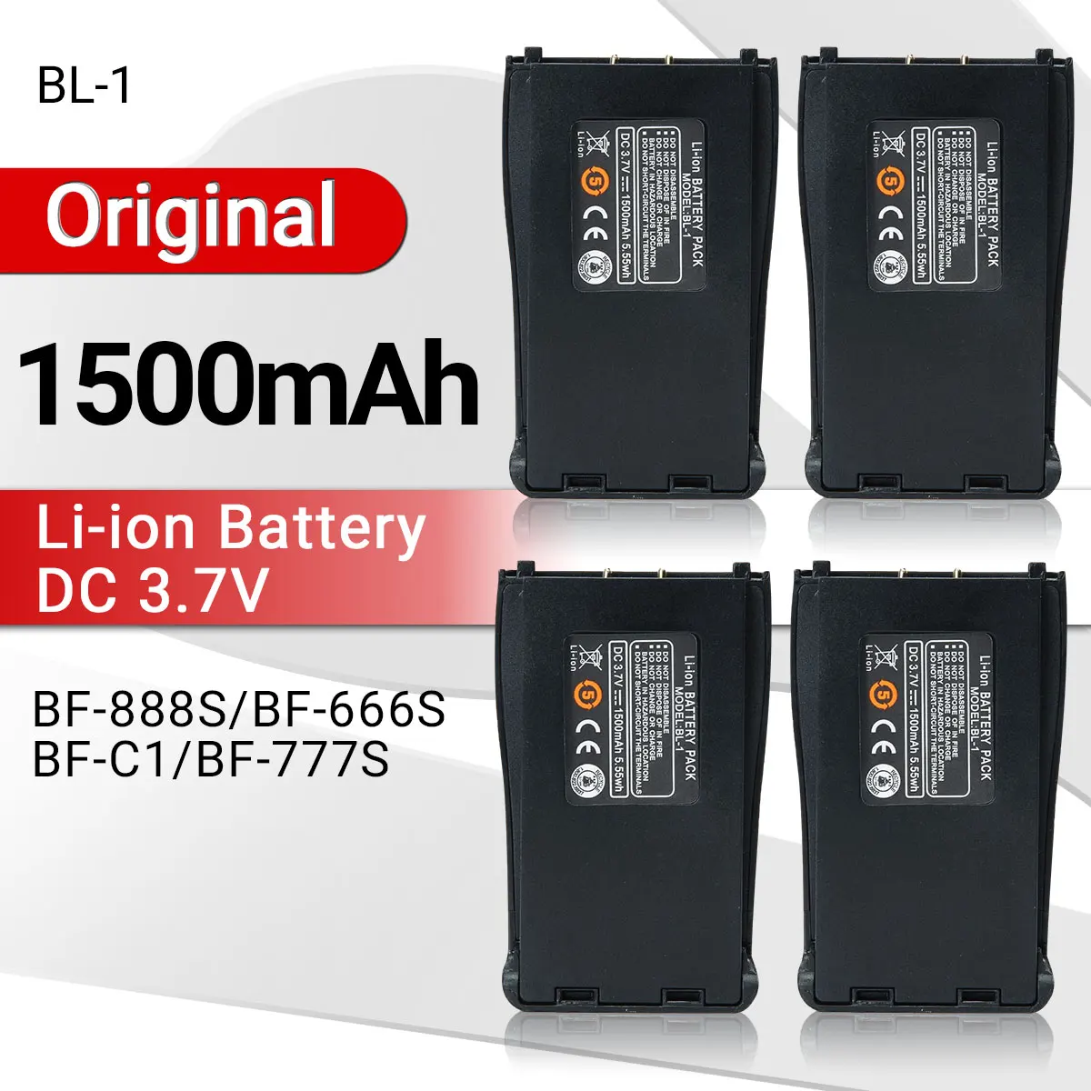 Original Baofeng 888S Li-ion Battery 3.7V 1500mah for Two Way Radio BF ...