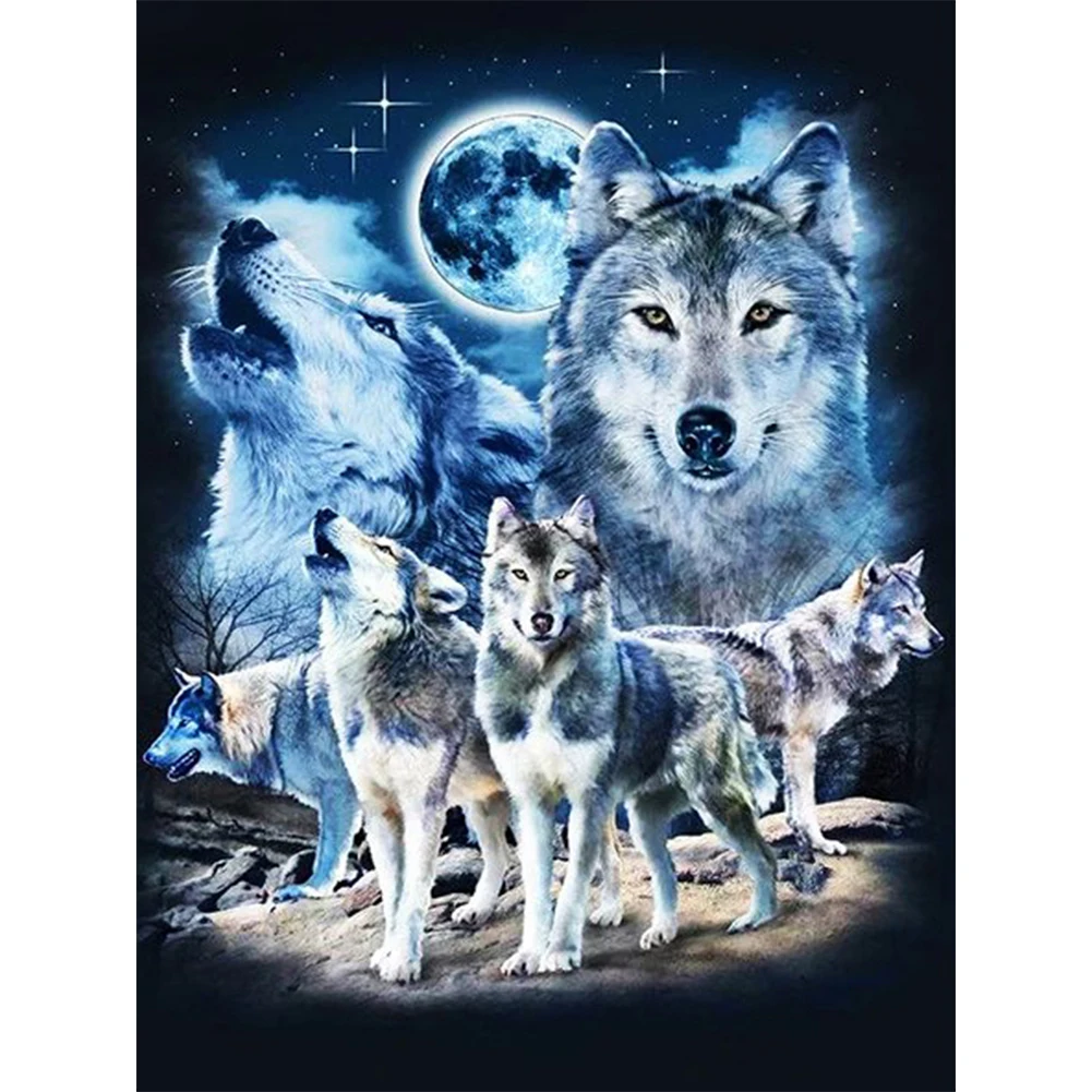 5D-DIY-Diamond-Drawing-Kits-Wolf-Pattern-Full-Round-Drill-Art-Mosaic ...
