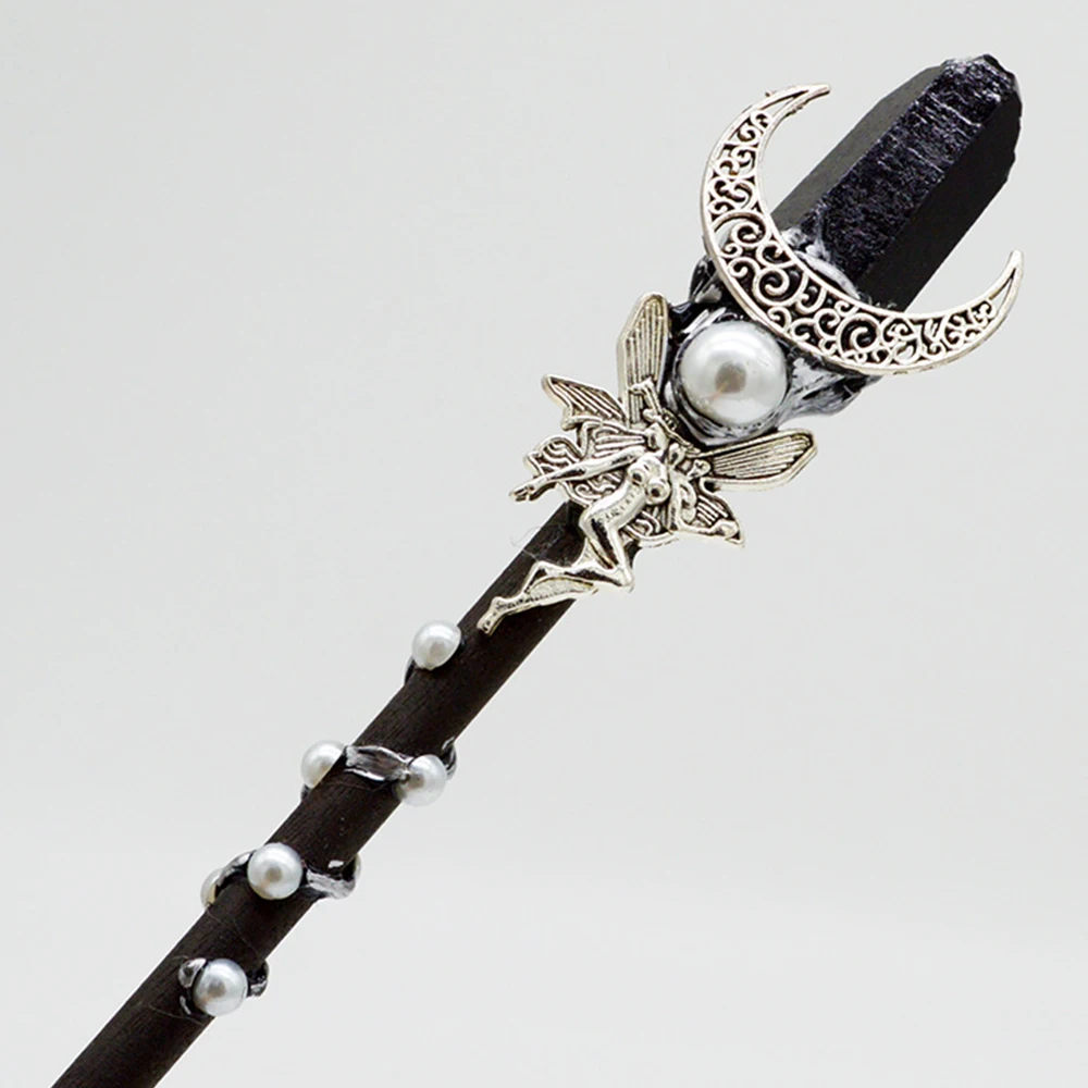 Natural-Crystal-Wooden-Stick-element-Silver-Color-Fairy-Stick-Ceremony ...