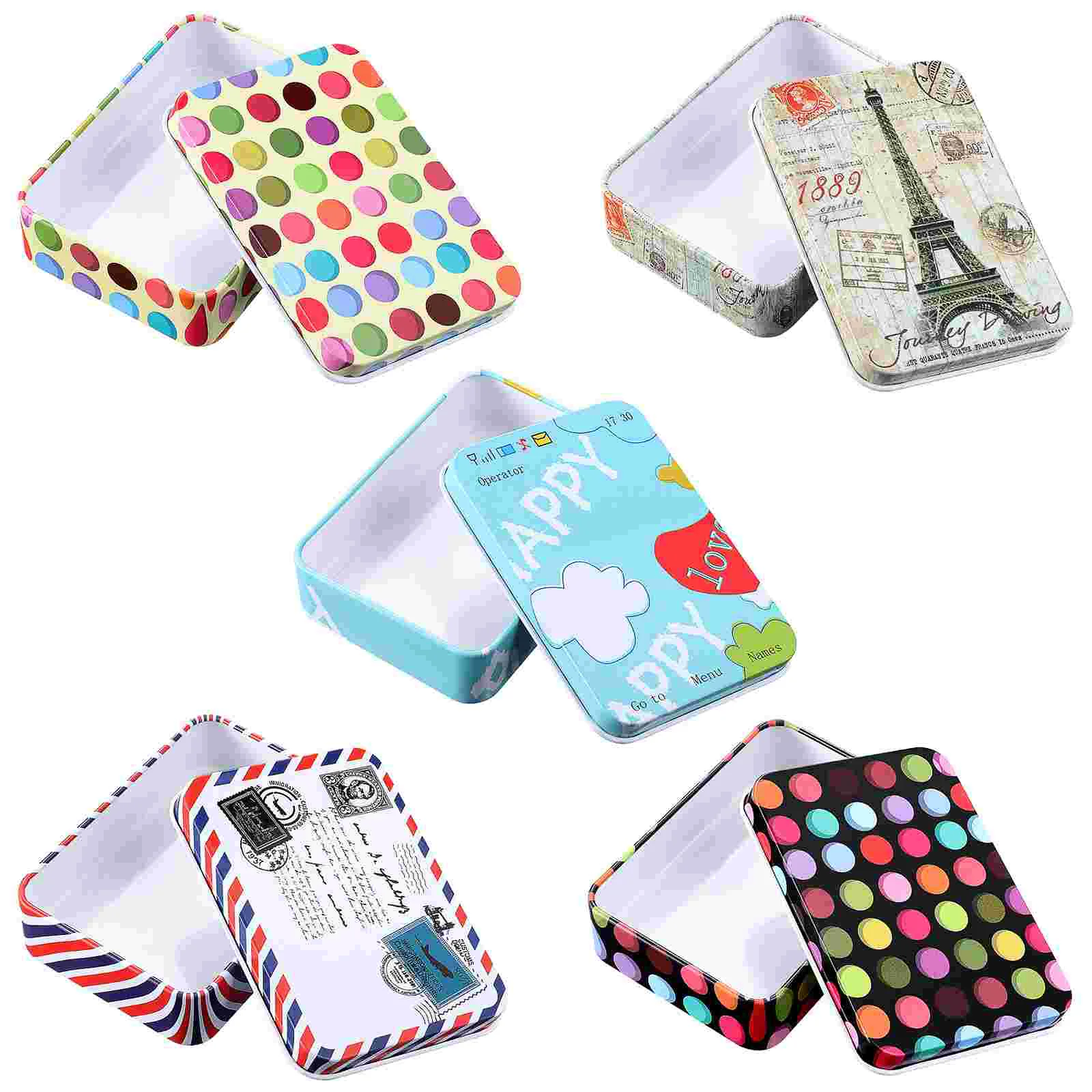 Cabilock-5pcs-Candy-Present-Boxes-Tinplate-Storage-Boxes-Square ...