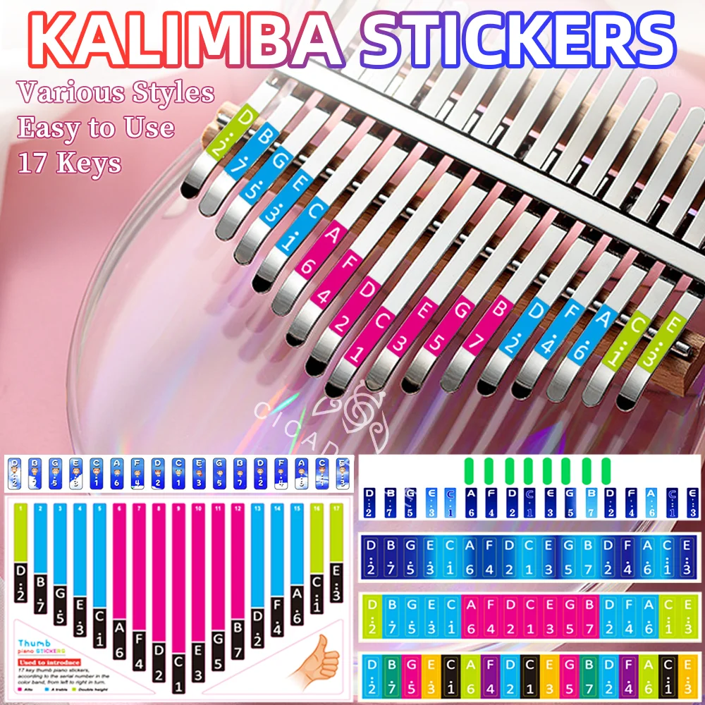17 Key Kalimba Note Stickers Scale Sticker Thumb Piano Key Tabs For ...