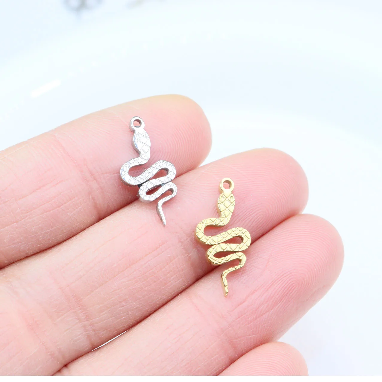 5pcs Stainless Steel Beautiful Snake Charms Pendant DIY Handcraft ...