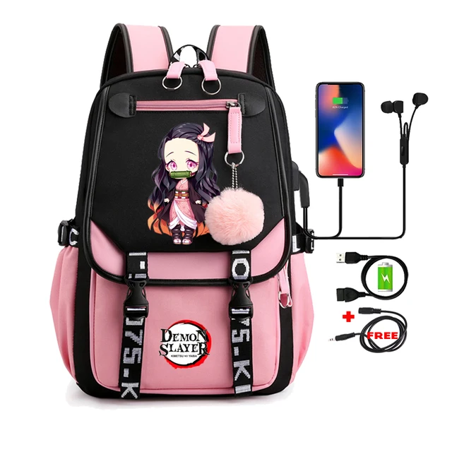 Demon Slayer Nezuko Backpacks for Men Anime School Bag for Teenager ...