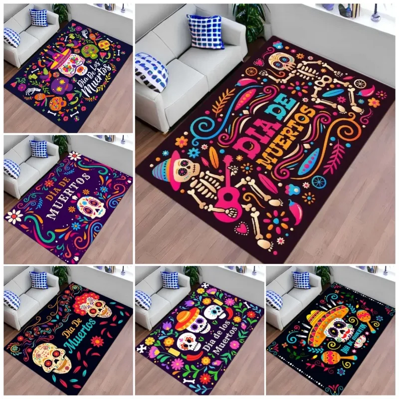 Mexican Day of The Dead Carpet for Living Room Decor Table Skull ...