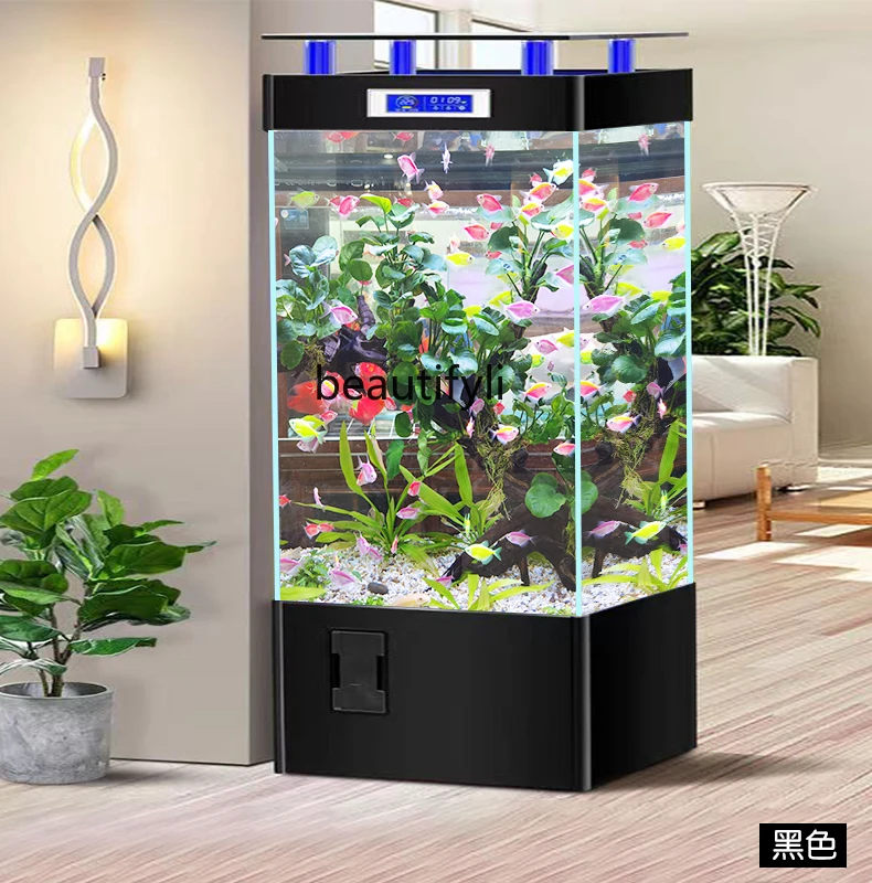 Super-White-Glass-Fish-Tank-Living-Room-Home-Small-Floor-Vertical ...