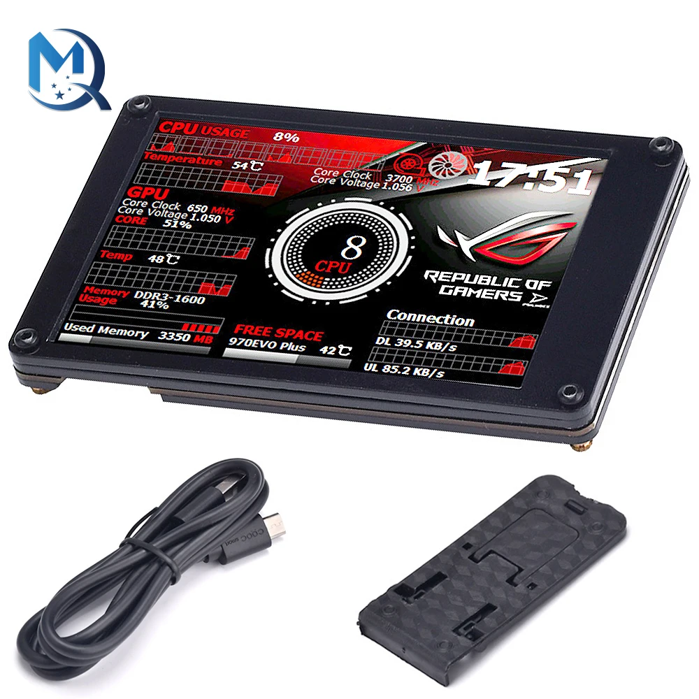 Novo 3.5 Polegada ips display lcd monitor com luz de respiração rgb ...