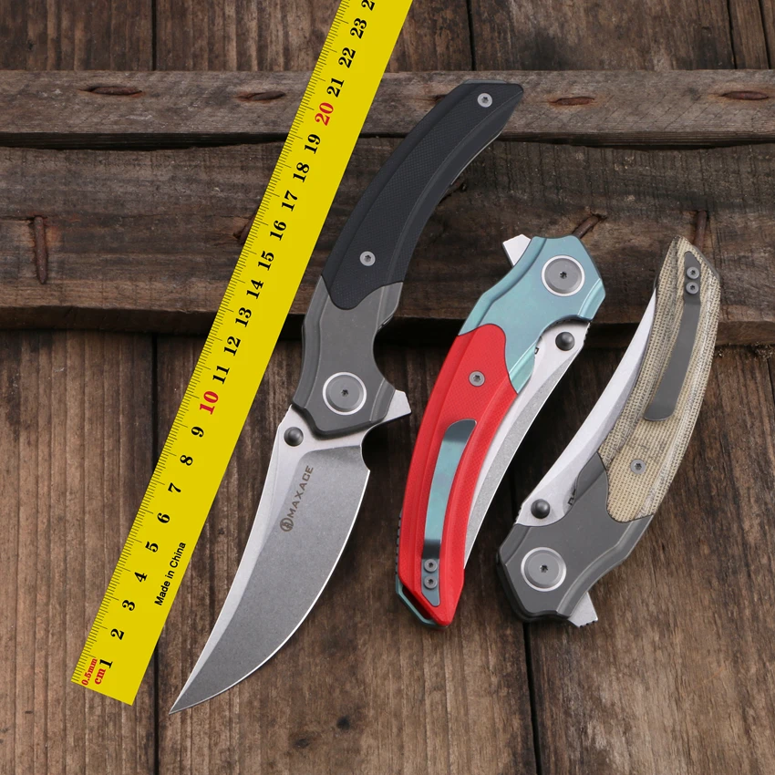 Maxace-Rock-Folding-Knife-M390-Blade-Titanium-CF-Flax-G10-Handle-Camp ...
