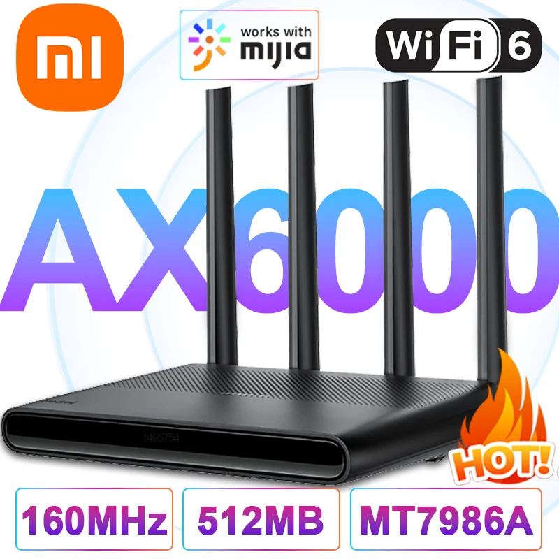 2022 Xiaomi Redmi Roteador Ax6000 Wifi6 2.4g 5g Quad-core Cpu 5952mbs ...