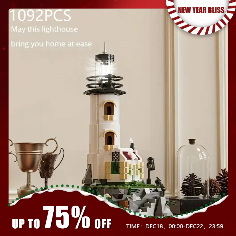 1092PCS-Sea-Island-Electric-Lighthouse-Building-Blocks-Fisherman-s-Hut ...