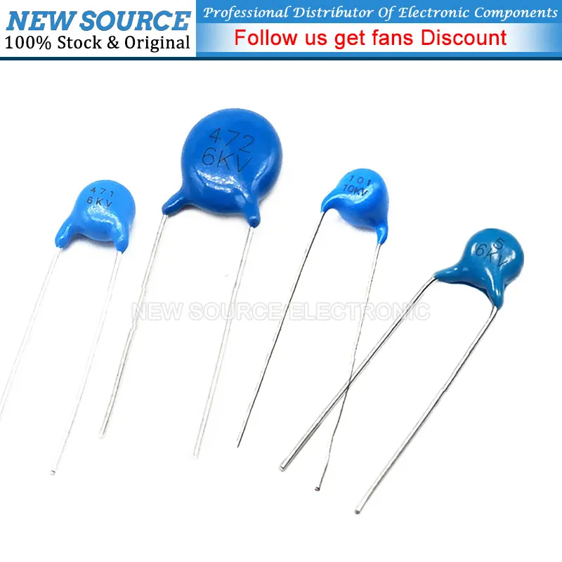 10pcs 6KV 5PF 10PF 15PF 18PF 22PF 27PF 33PF 47PF 56PF 100PF 470PF ...