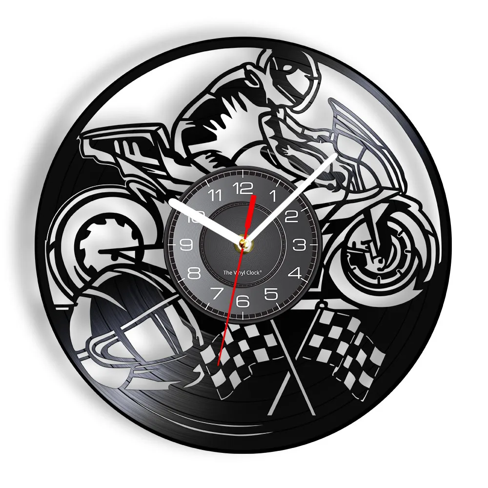Motorcycle-Racing-Vinyl-Record-Wall-Clock-Motorbike-Retro-Music-Album ...