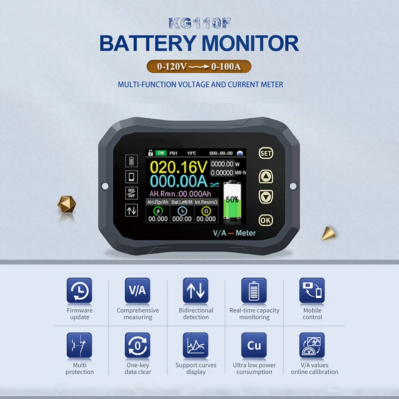 Battery Monitor Tester DC 0-120V 100/400/600A Voltage Current Meter ...