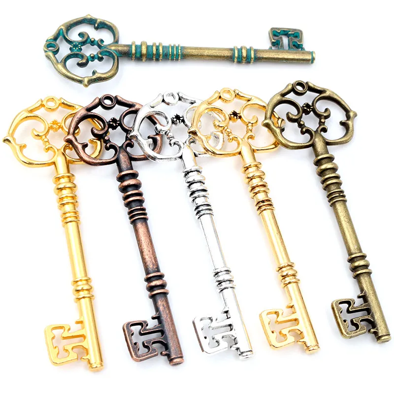 83x31mm 2pcs Bronze Green Gold Colors Antique silver color Plated Key ...
