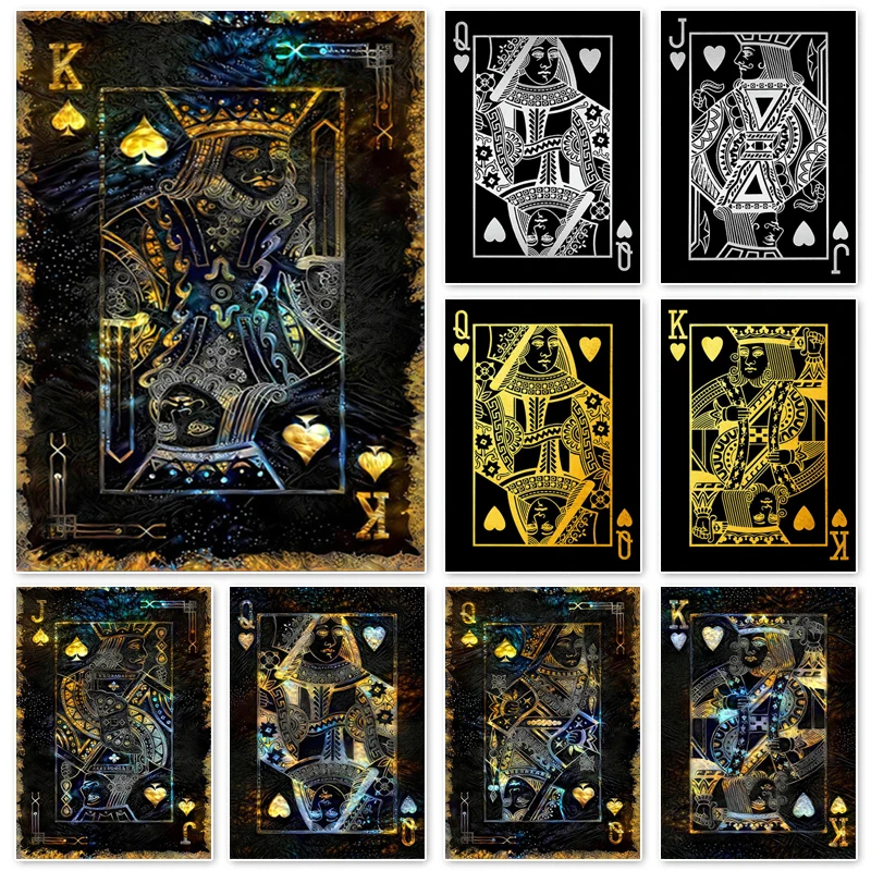 Ace of Spade Card Poker Poster Jack Queen and King Playing Cards Art ...