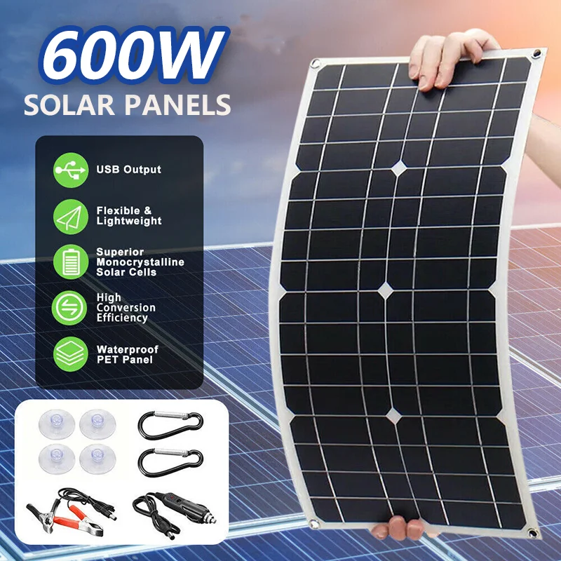 600W18V-Portable-Solar-Panel-Power-Bank-Solar-Panel-Kit-12V-Controller ...