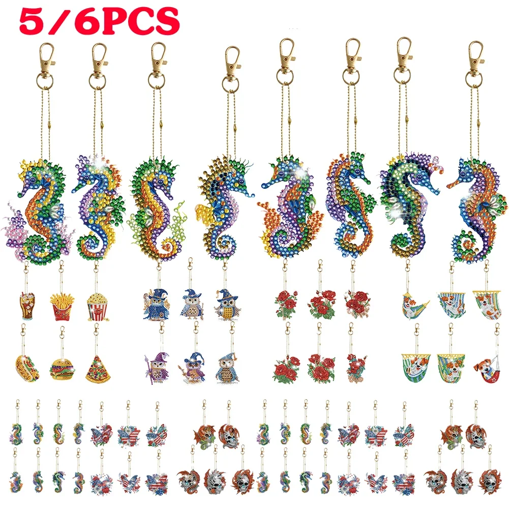 5-6pcs-Diamond-Painting-Keychain-Special-shaped-Drill-Art-Craft-DIY ...