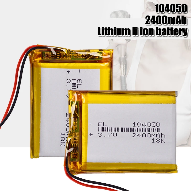 Rechargeable 3.7V 2400mAh Li Po Battery 104050 Lithium Polymer Battery ...