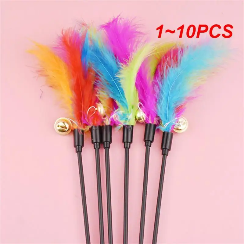 1-10PCS-Funny-Cat-Stick-Toys-Colorful-Feathers-Tease-Cat-Stick ...