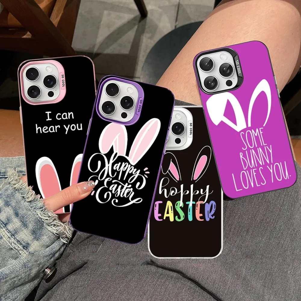 Happy Easter Kawaii Rabbit Ears Phone Case For IPhone 16 15 14 13 12 11 ...