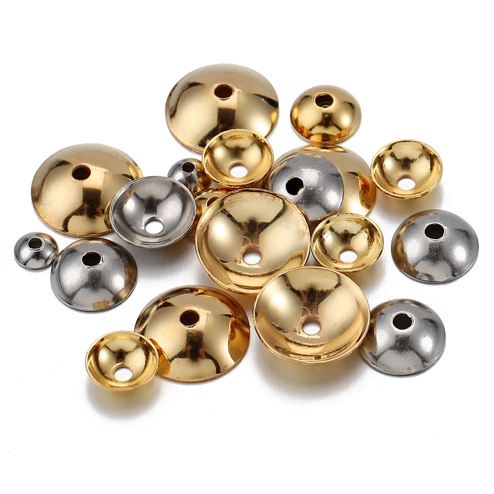 50pcs-Gold-Color-Bead-Caps-Round-Spacer-Beads-Cap-for-Bracelet-Necklace ...