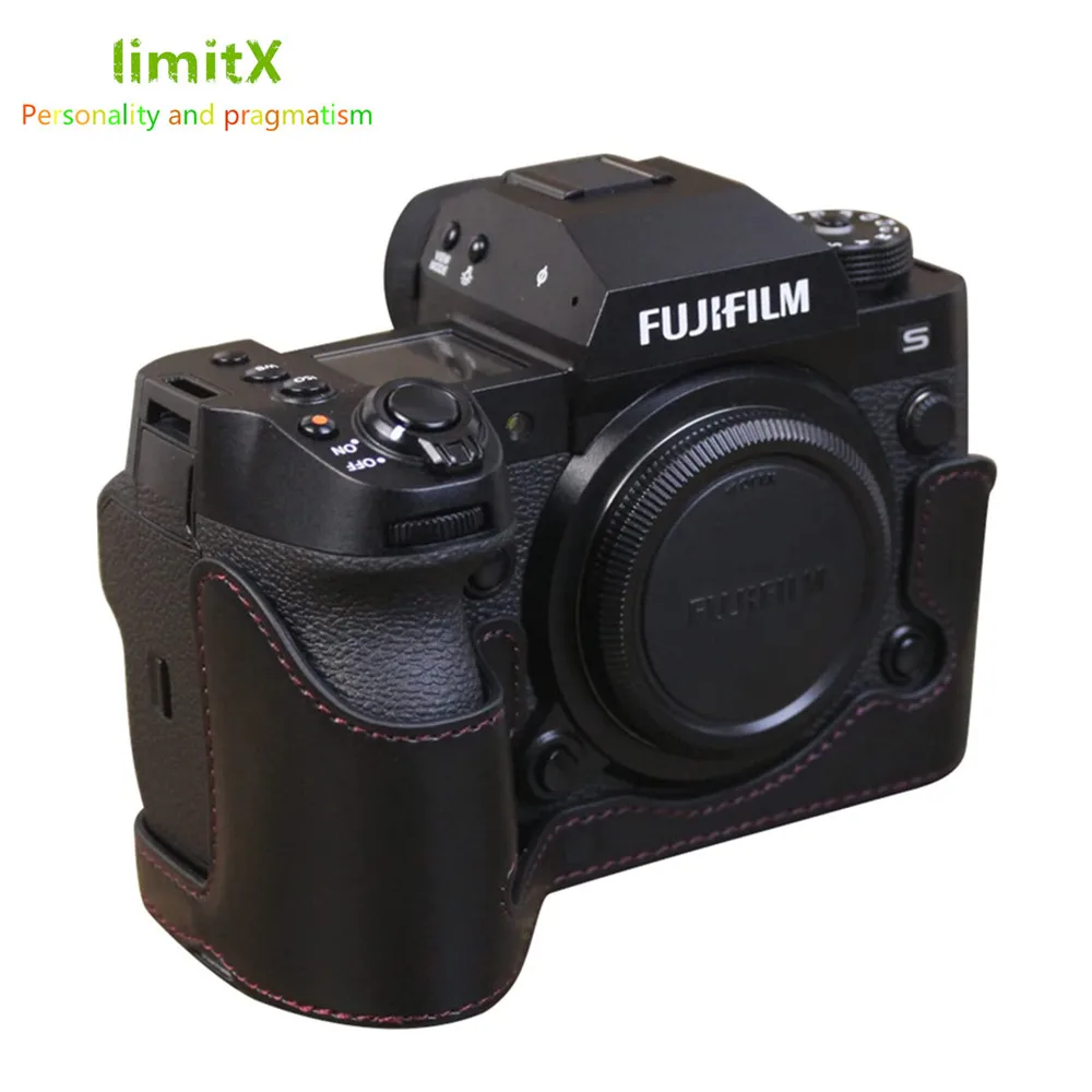 Fuji XH2 XH2S Sintético PU Leather Case Camera Bag Metade do Corpo Base Capa Protetor Para ...